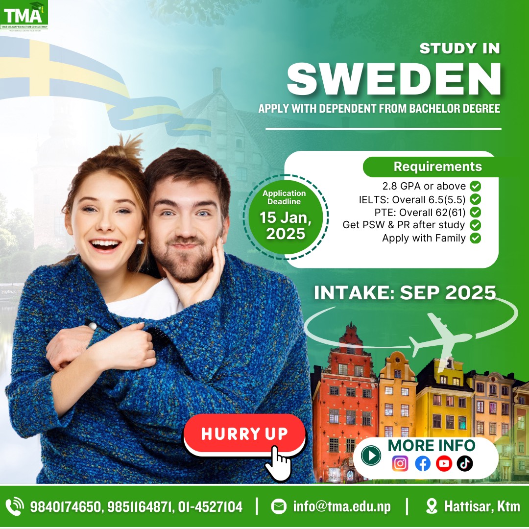STUDY IN SWEDEN FOR 2025 INTAKE | APPLY WITH DEPENDENT FROM BACHELOR ...
